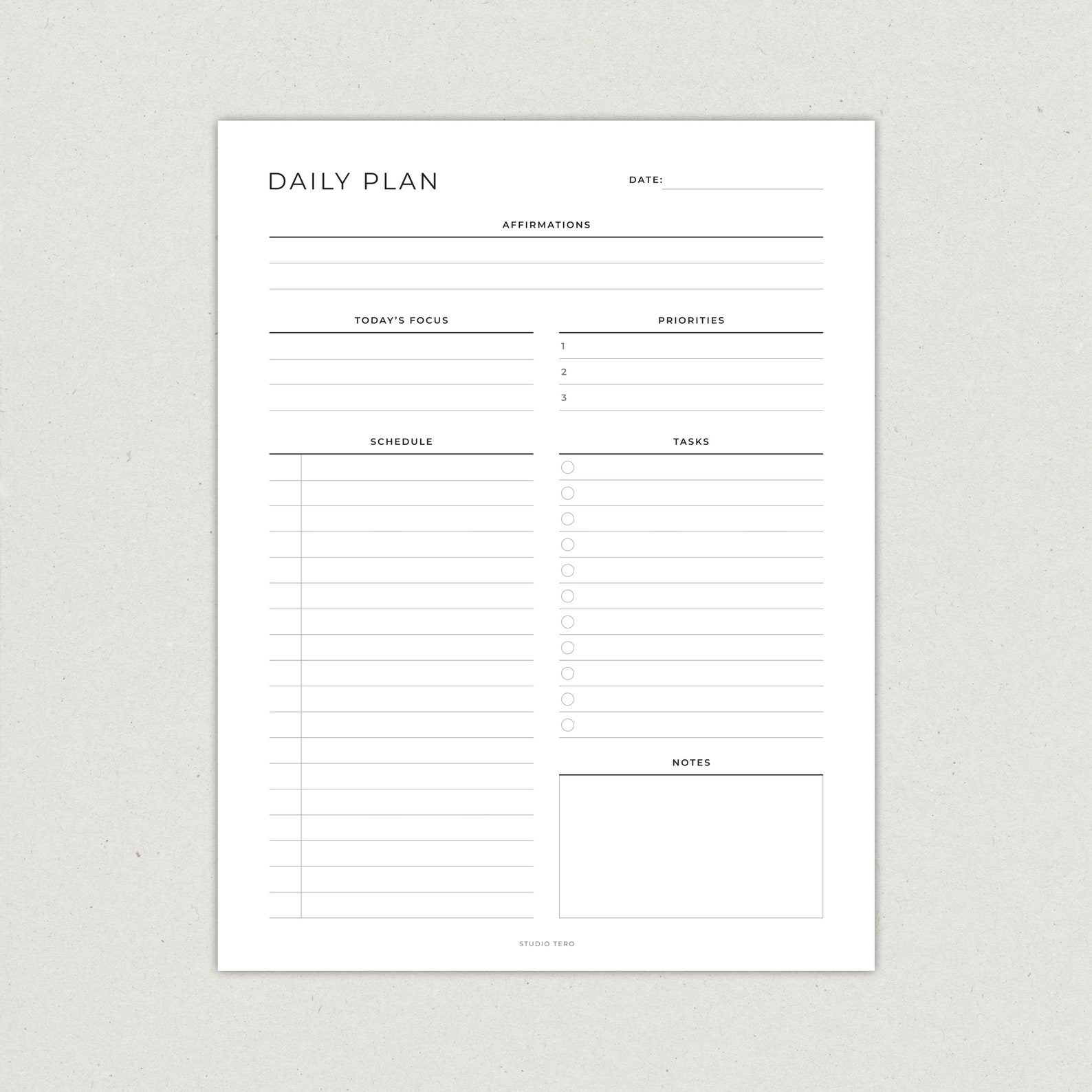 Daily Focus, Daily Printable 8.5x11 Planner Daily Grind Planner Inserts ...
