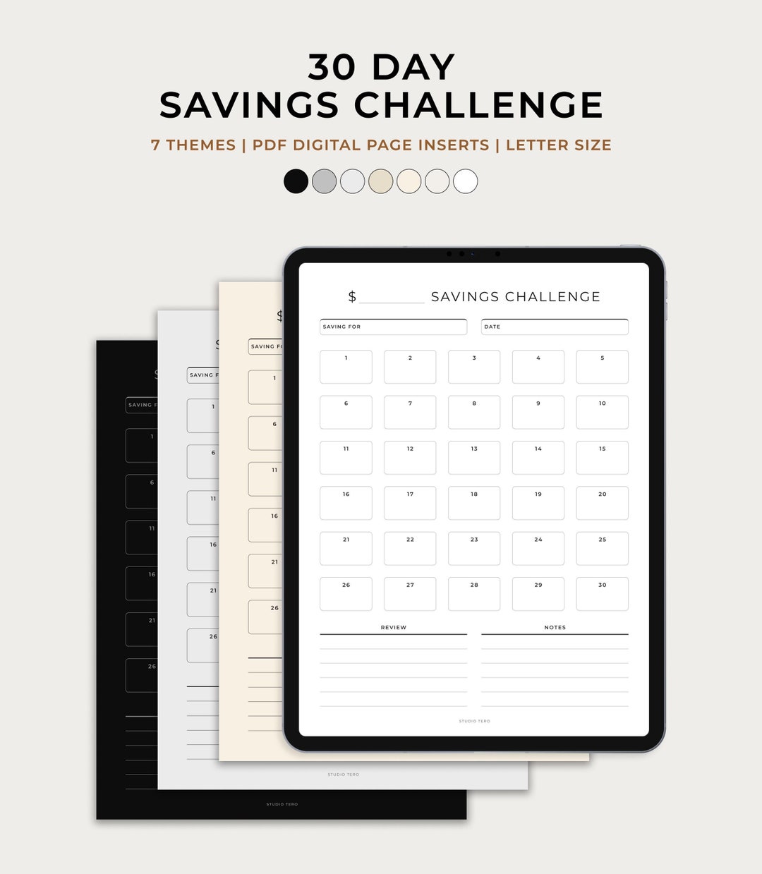 30 Day Savings Challenge Printable PDF, Savings Trackers, Money ...