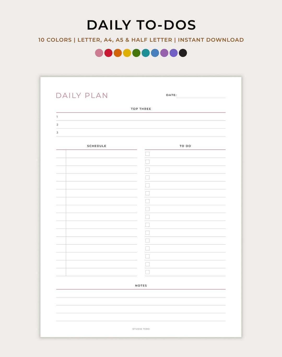 Daily to Dos, Daily Printable 8.5x11 Planner Daily Grind Planner ...