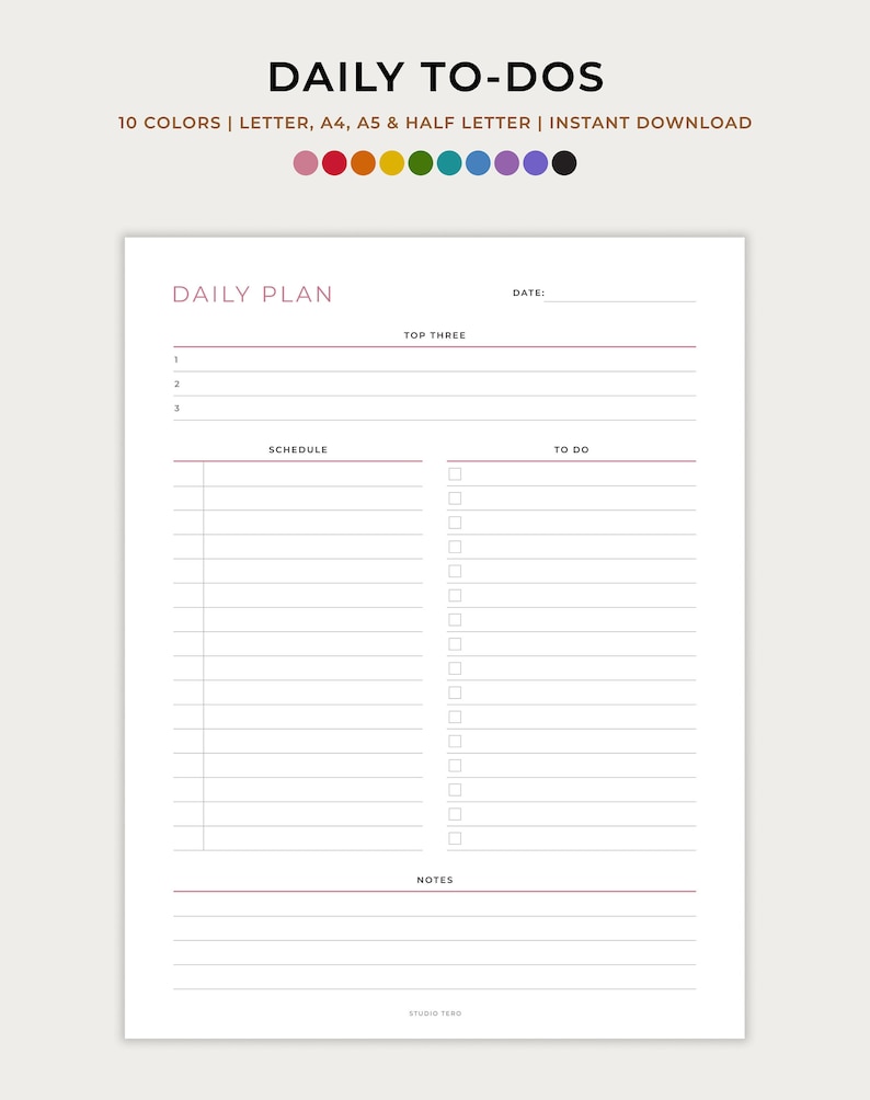 Daily to Dos, Daily Printable 8.5x11 Planner Daily Grind Planner ...