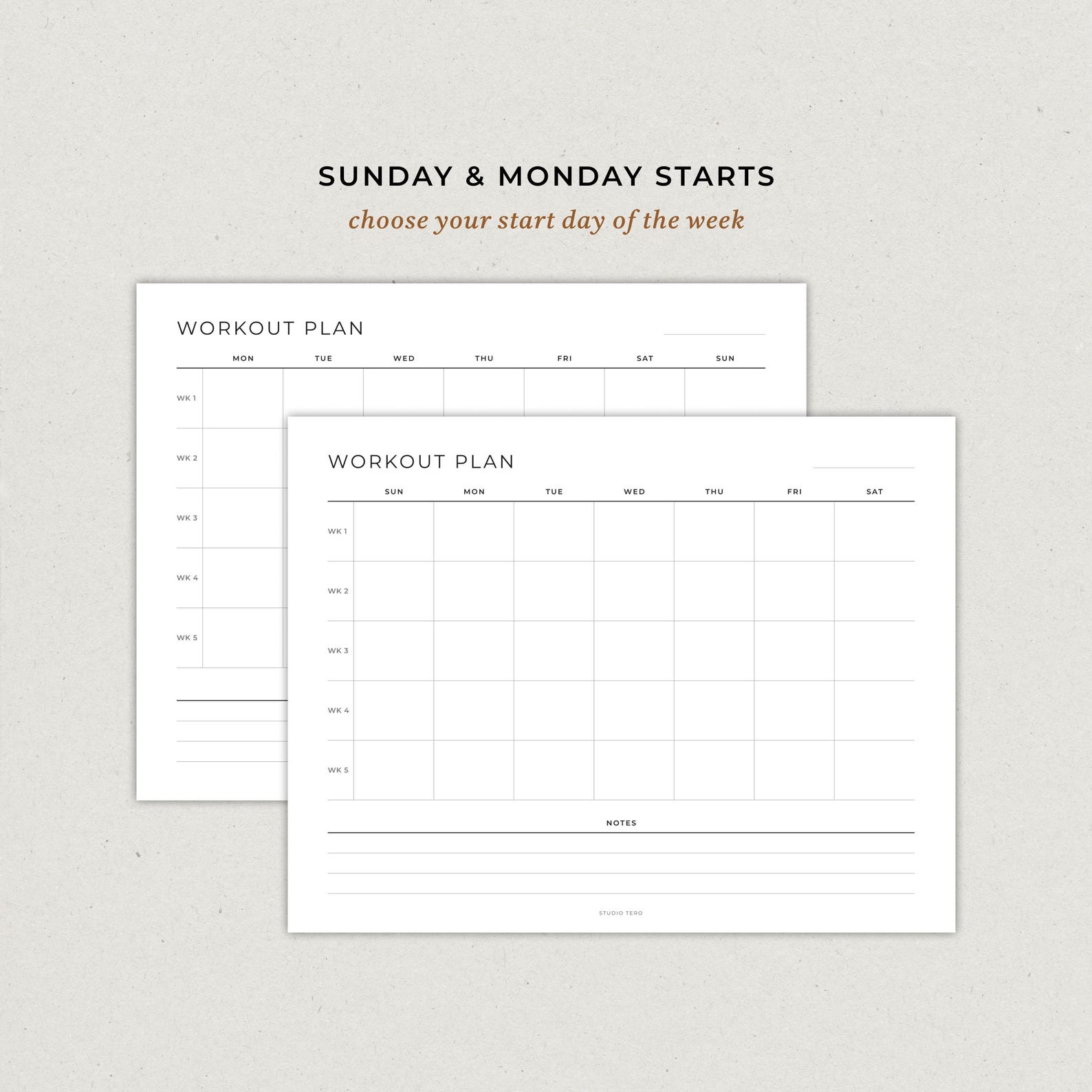 Monthly Workout Planner Printable, Landscape, 30 Days Fitness Planner ...