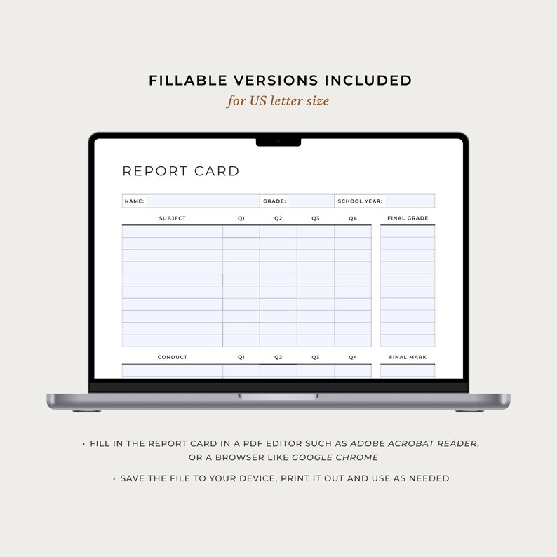 Report Cards, Printable, Minimal, Homeschool Report Card, School Grades ...