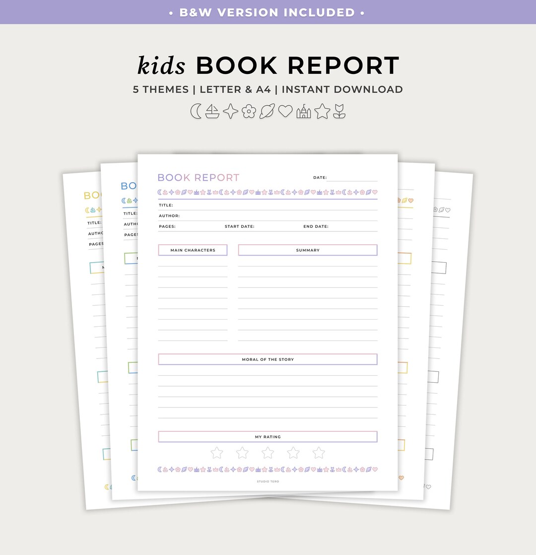 Kids Book Report, Printable, Minimal, Kids Book Log, Kids Reading Log ...