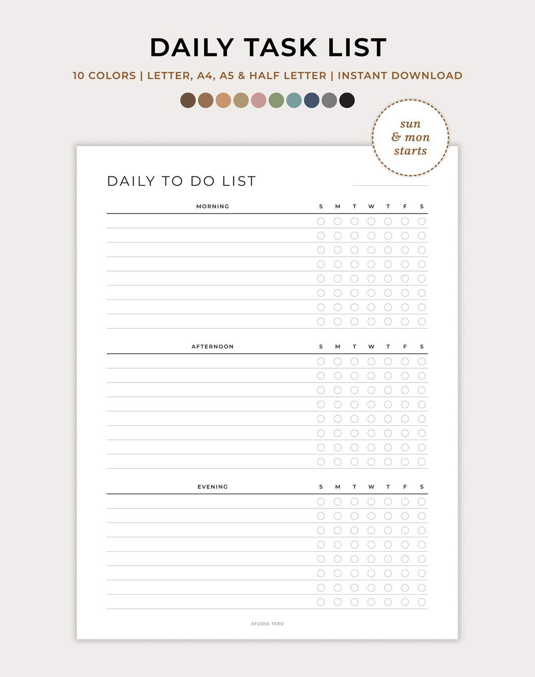 Daily Task List, Daily to Do Checklist, Daily Routine, ADHD ...