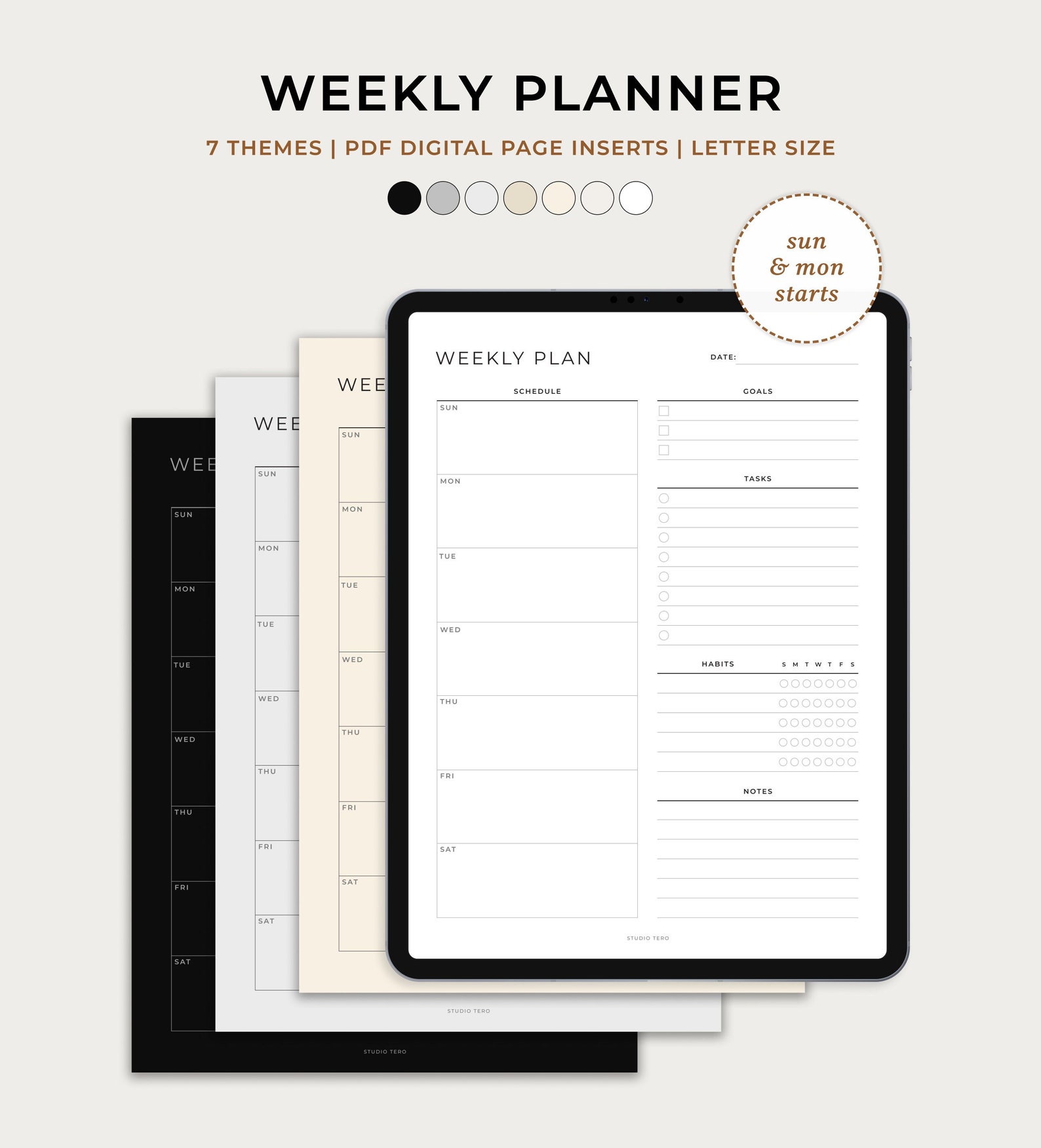 Weekly Planner, Desktop Plan Weekly H Undated Plan Strategic Boxes ...