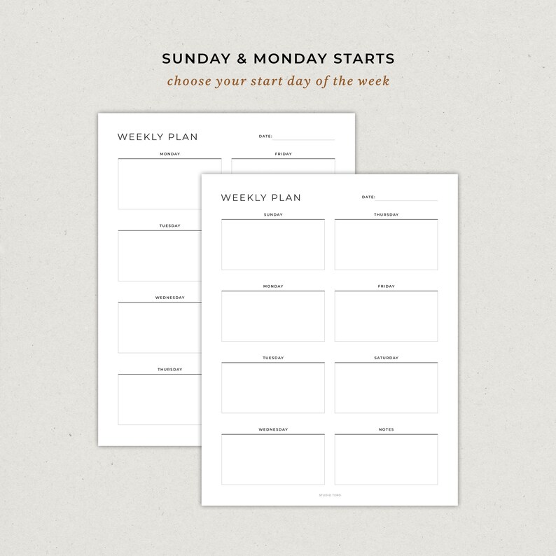 Minimalist Weekly Plan Boxes, Desktop Plan Weekly H Undated Plan ...