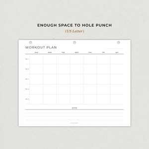Monthly Workout Planner Printable, Landscape, 30 Days Fitness Planner ...