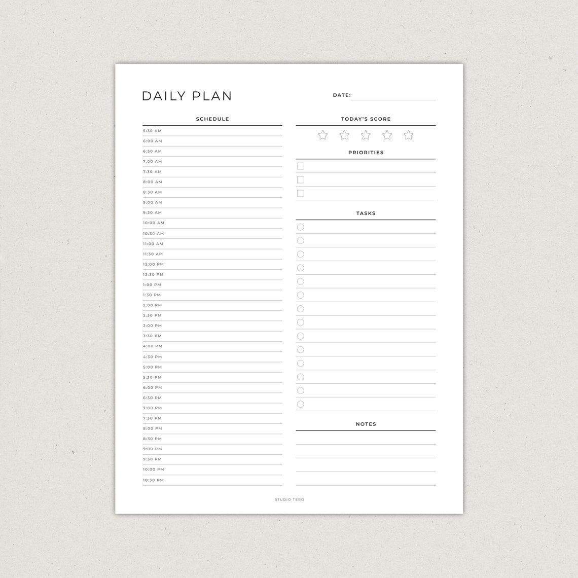 Minimalist Daily Routine, Daily Printable 8.5x11 Planner Daily Grind ...