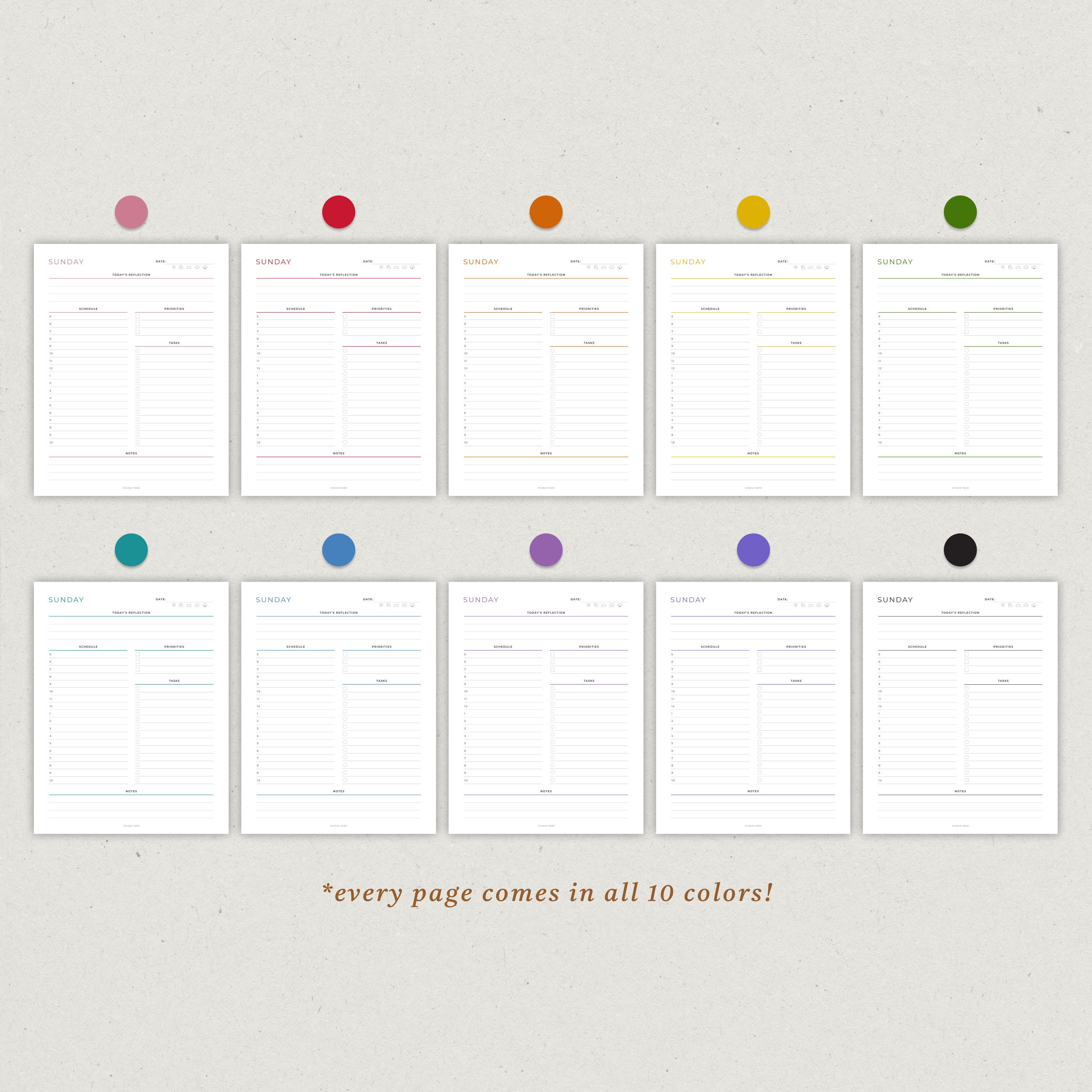 7 Day Plan, Daily Printable 8.5x11 Planner Daily Grind Planner Inserts ...