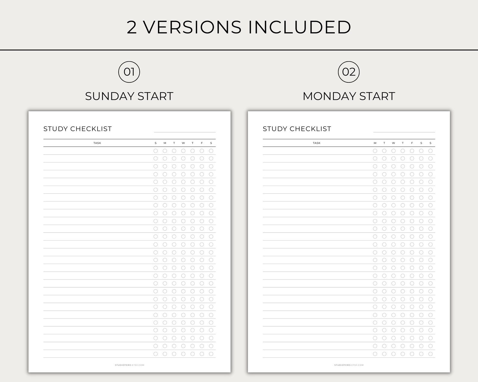 Study Checklist, Printable, Minimal, Student Planner, School Tasks ...