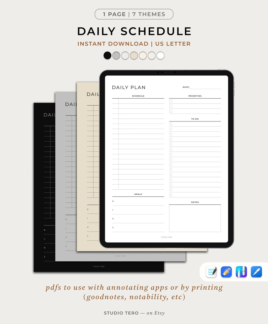 Daily Schedule, Daily Printable 8.5x11 Planner Daily Grind Planner ...