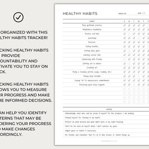 Healthy Habits Tracker, Printable, Minimal, Weekly Habit Tracker ...