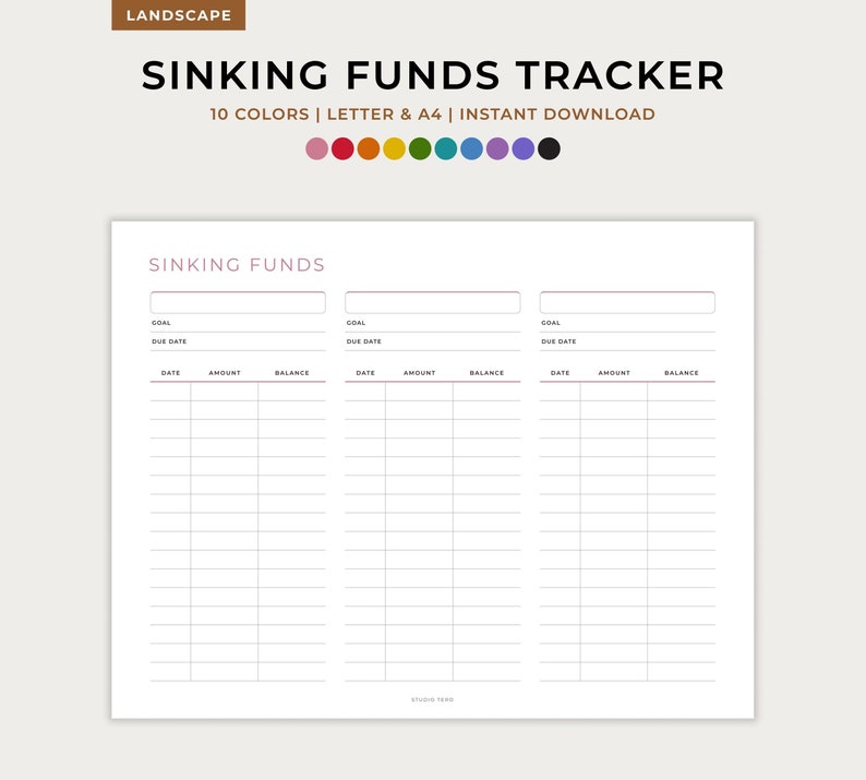 Sinking Funds Tracker Printable, Savings Challenge, Savings Tracker ...