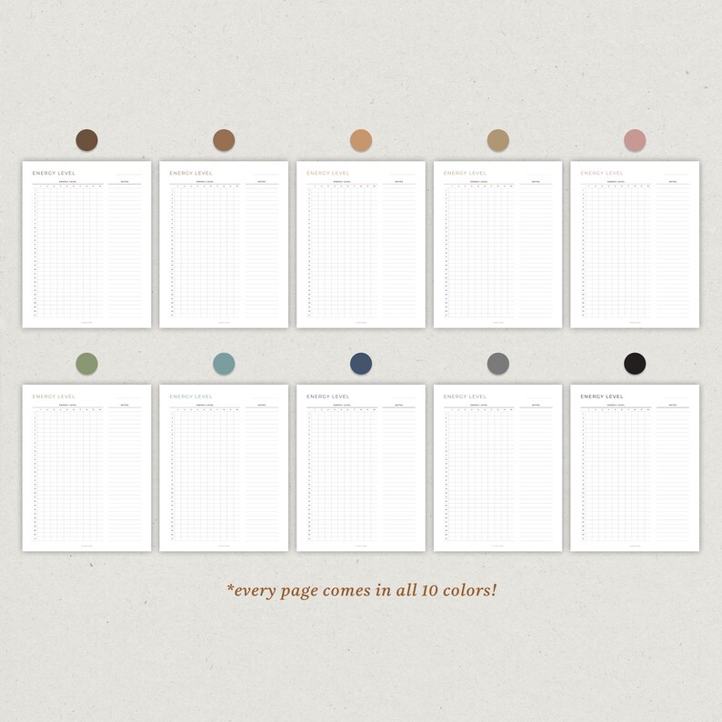 Energy Level Tracker, Printable Template, Wellness Planner, Health ...