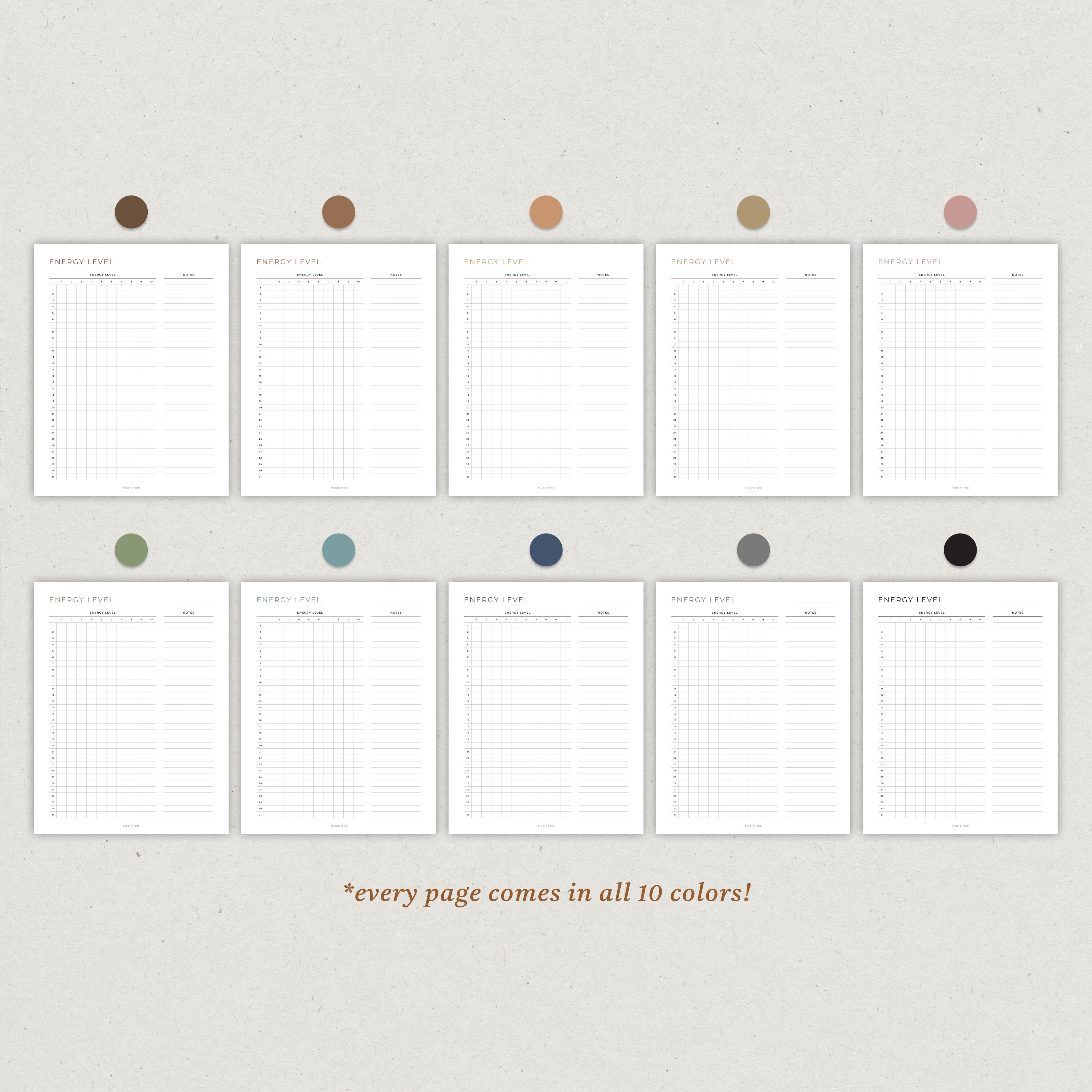 Energy Level Tracker, Printable Template, Wellness Planner, Health ...