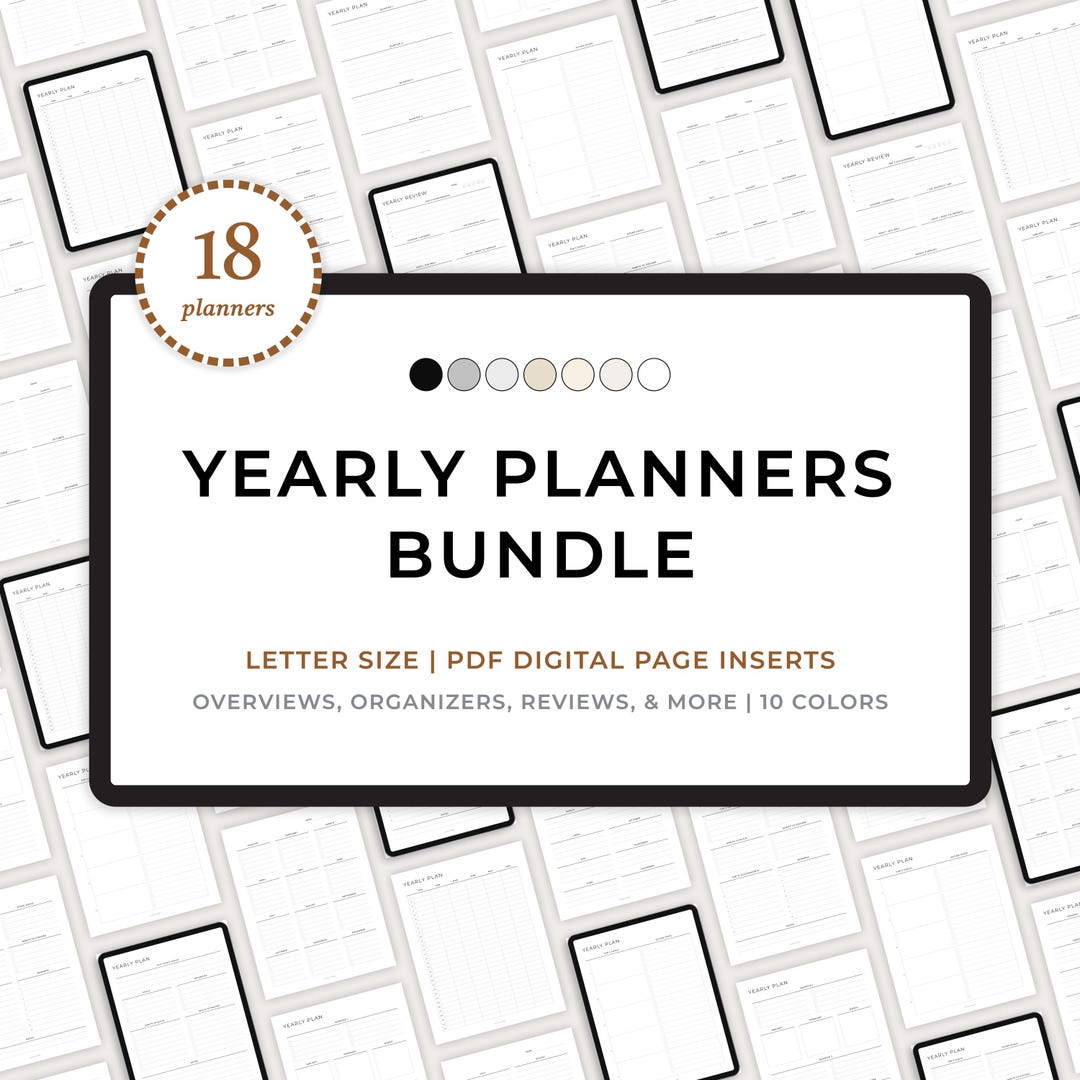 Yearly Planners BUNDLE, Annual Plan, Year at a Glance, Yearly Overview ...