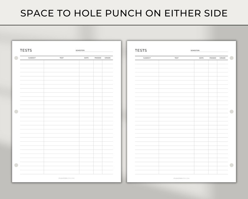 Tests Tracker, Printable, Minimal, Exams Tracker, Study Planner, Exam ...
