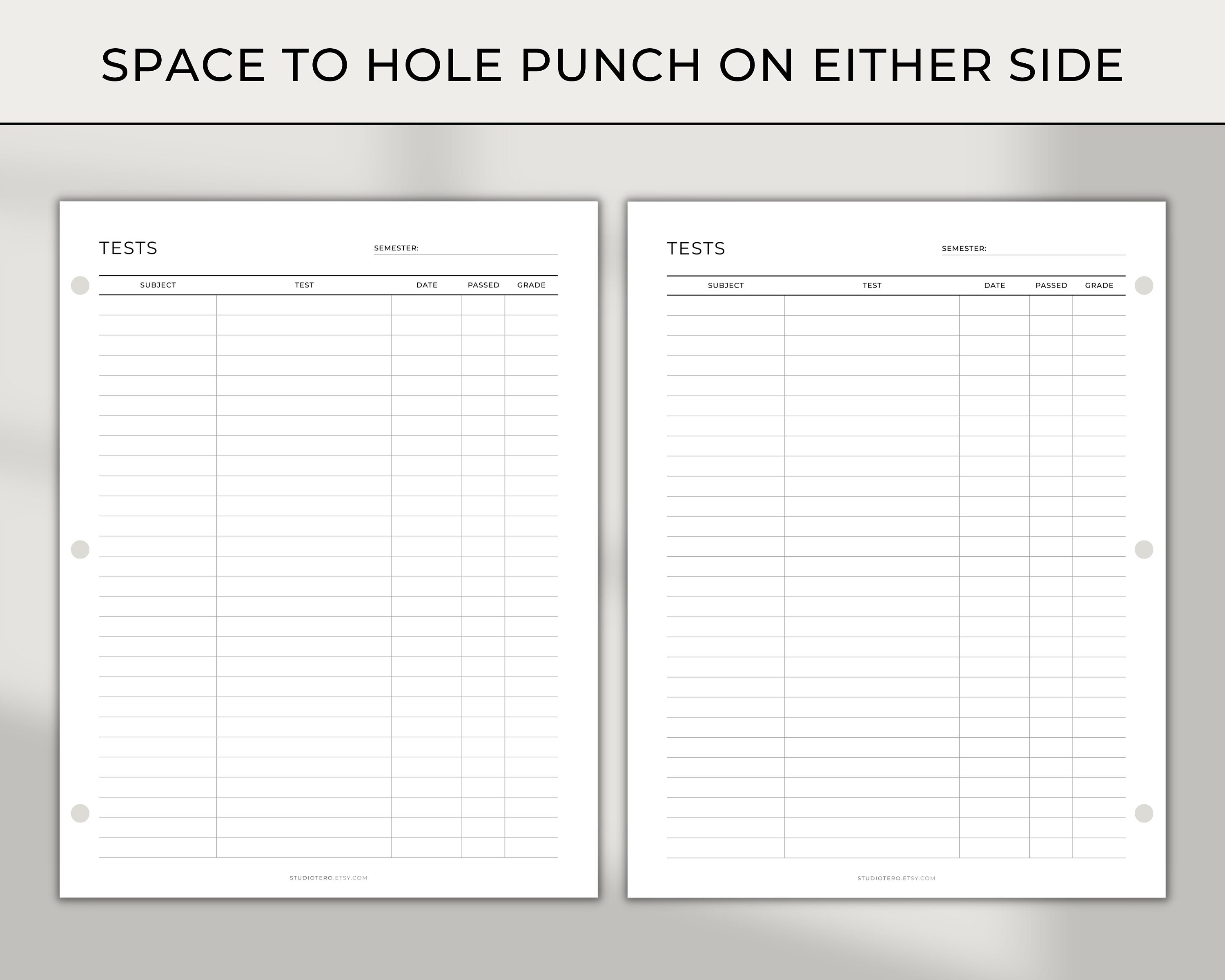 Tests Tracker, Printable, Minimal, Exams Tracker, Study Planner, Exam ...