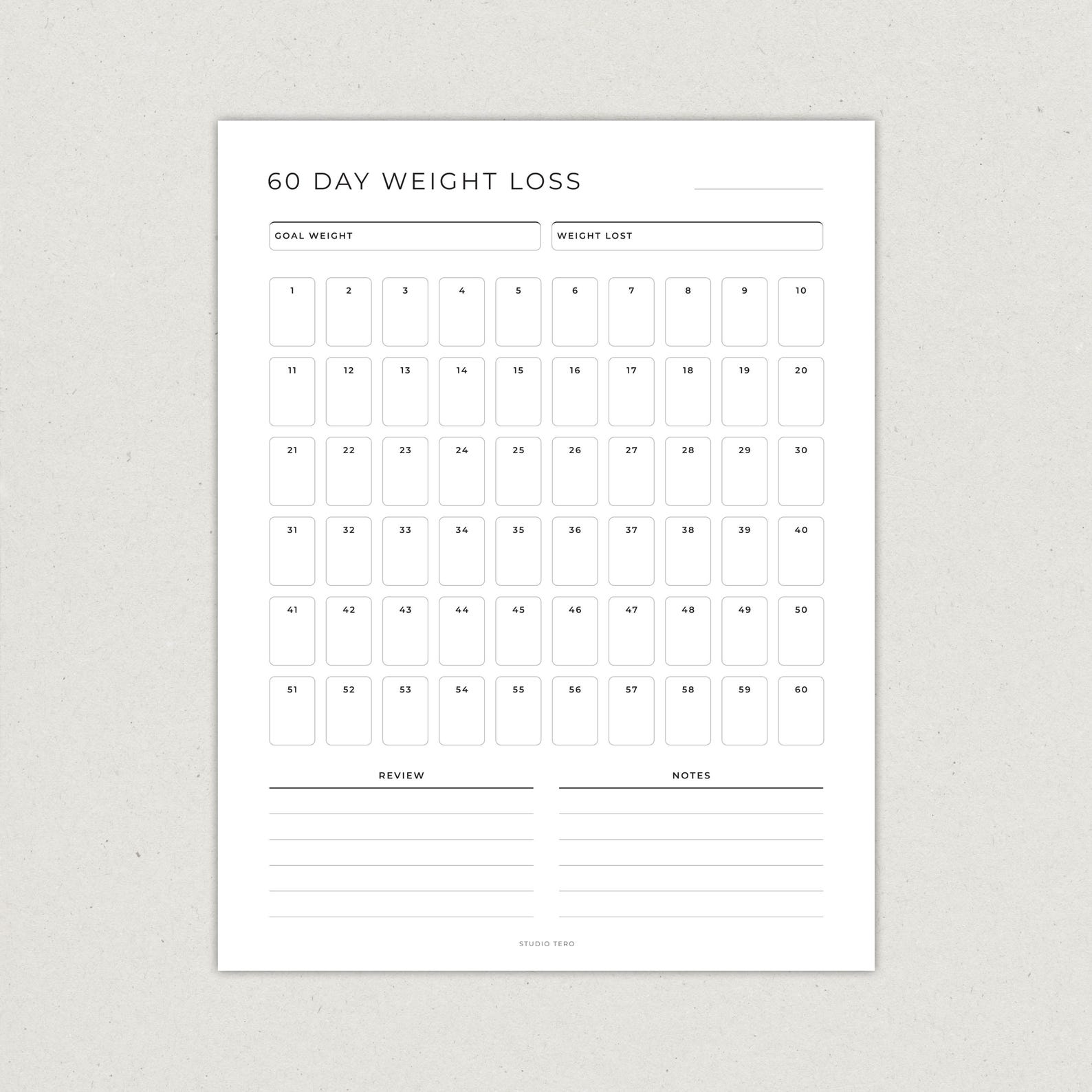 60 Day Weight Loss Tracker Printable, Weight Loss Challenge, Weight ...