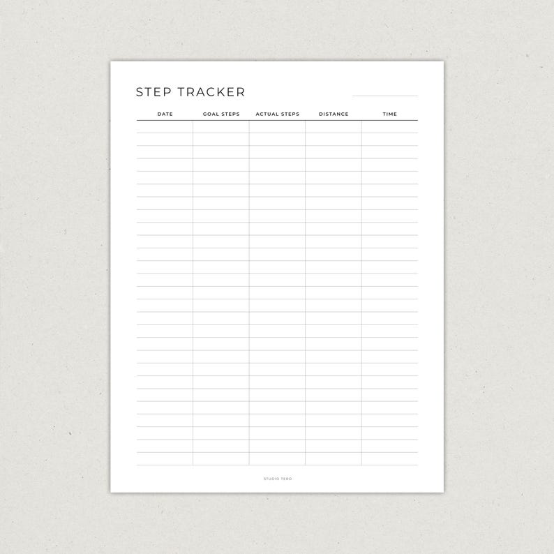 Minimalist Step Tracker, Printable Step Log, Walking Journal, Exercise ...