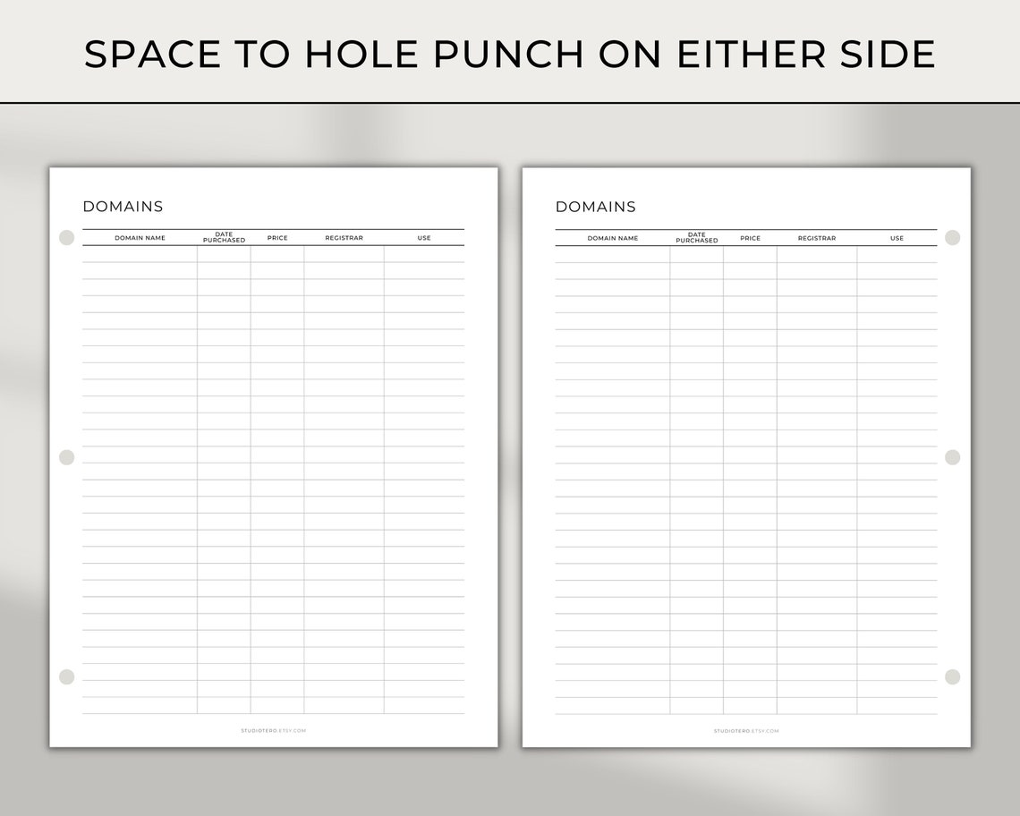 Domains Tracker Printable Minimal Domain Names Tracker - Etsy