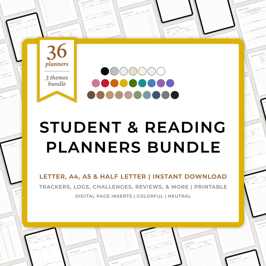 Student & Reading Planners MEGA BUNDLE, Student Planner, Academic ...