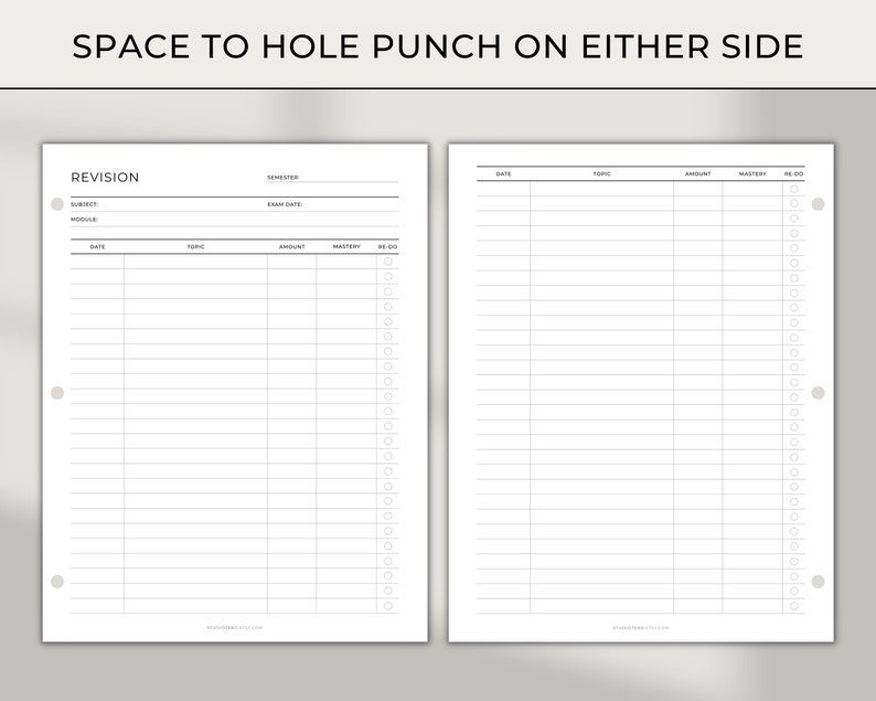 Revision Planner, Printable, Minimal, Students Study Log, Exam Planner ...