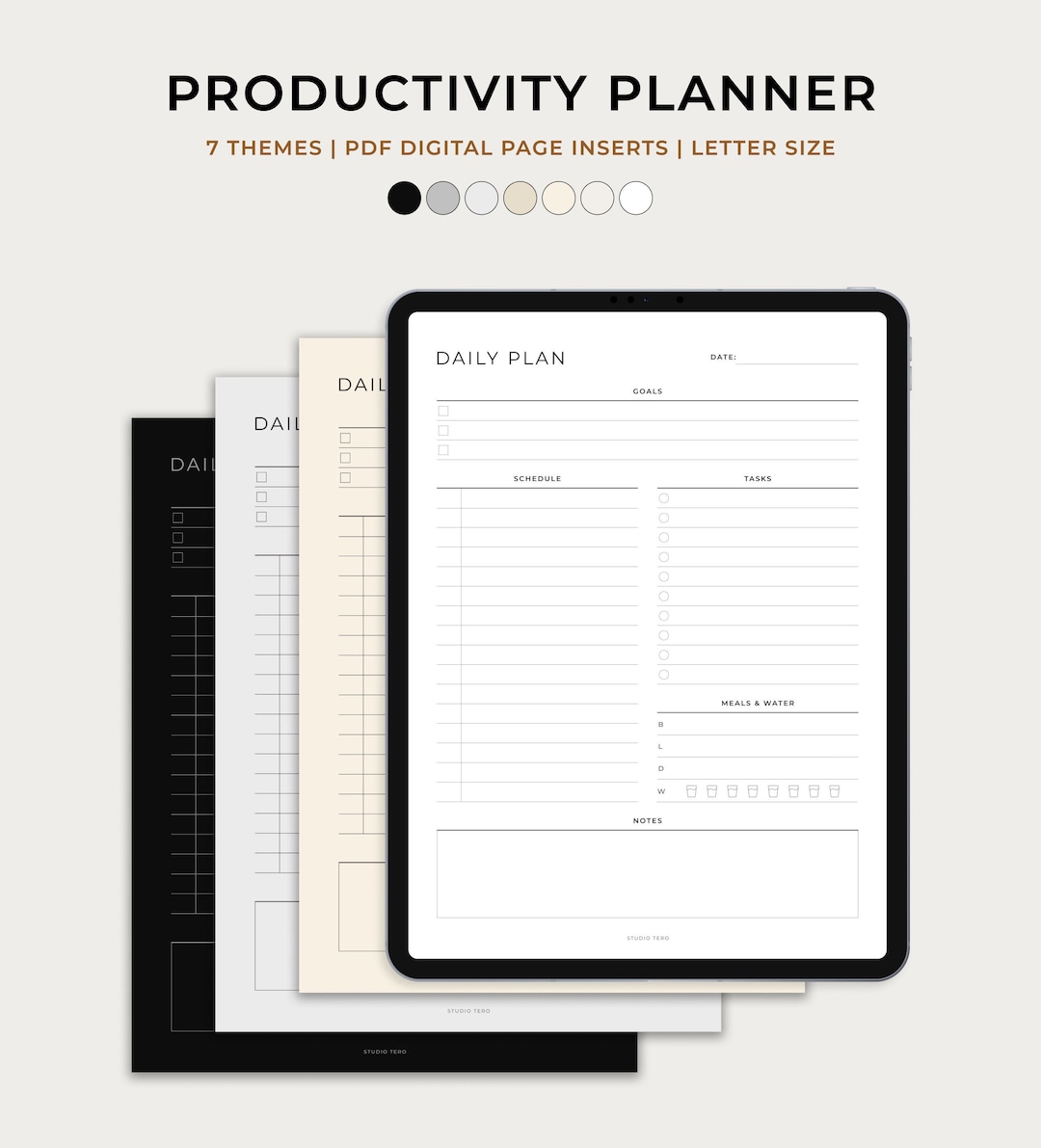 Productivity Planner, Daily Printable 8.5x11 Planner Daily Grind ...