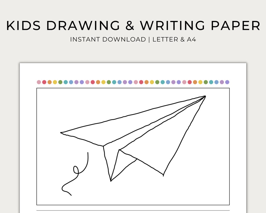 Kids Drawing & Writing Paper, Printable, Minimal, Journal for Kids ...