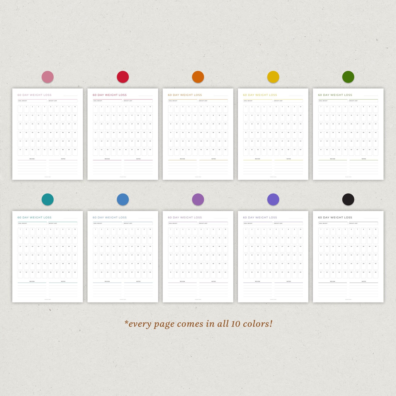 60 Day Weight Loss Tracker Printable, Weight Loss Challenge, Weight ...