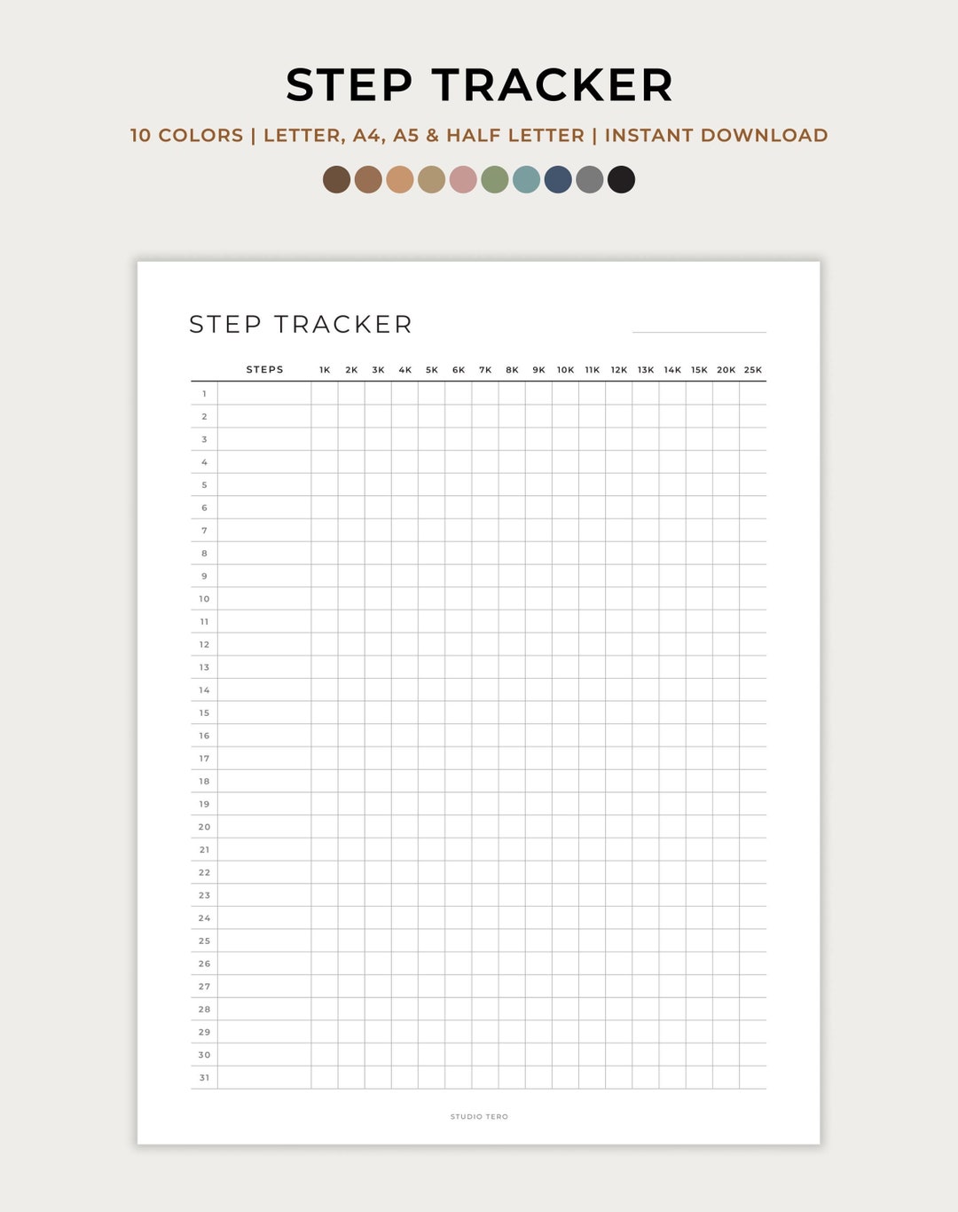 Step Tracker, Step Log, Walking Journal, Exercise Log, Fitness Planner ...