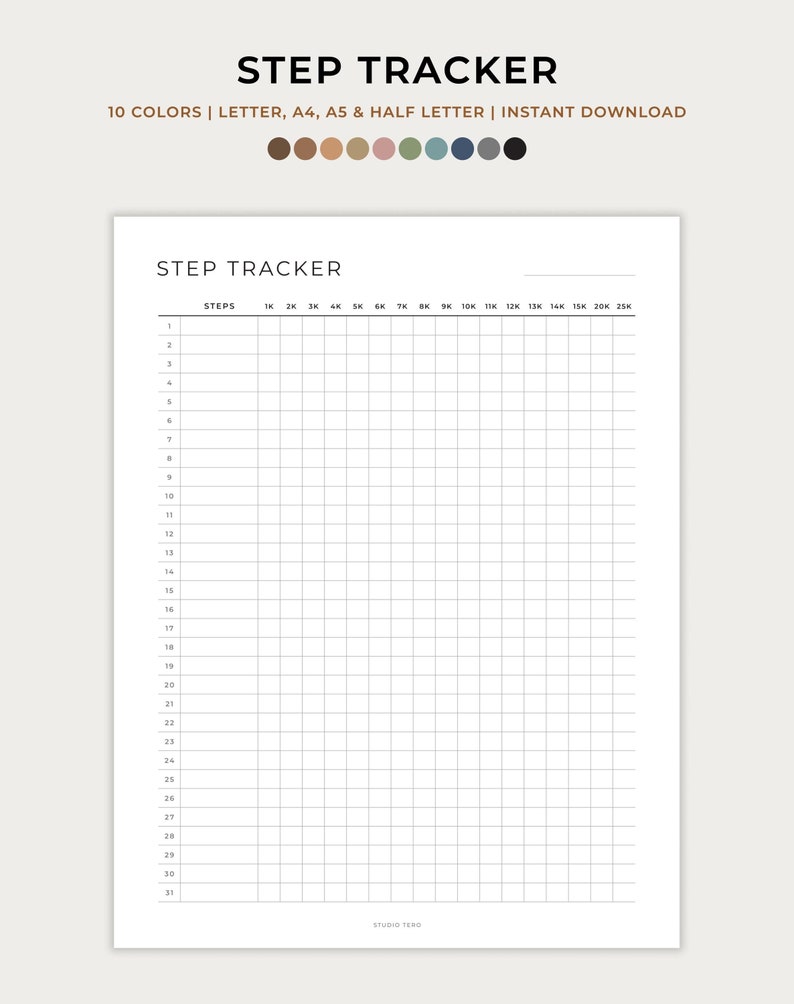 Step Tracker, Step Log, Walking Journal, Exercise Log, Fitness Planner ...