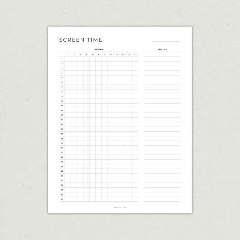 Screen Time Tracker, Digital Detox Challenge, Monthly Habit Tracker ...