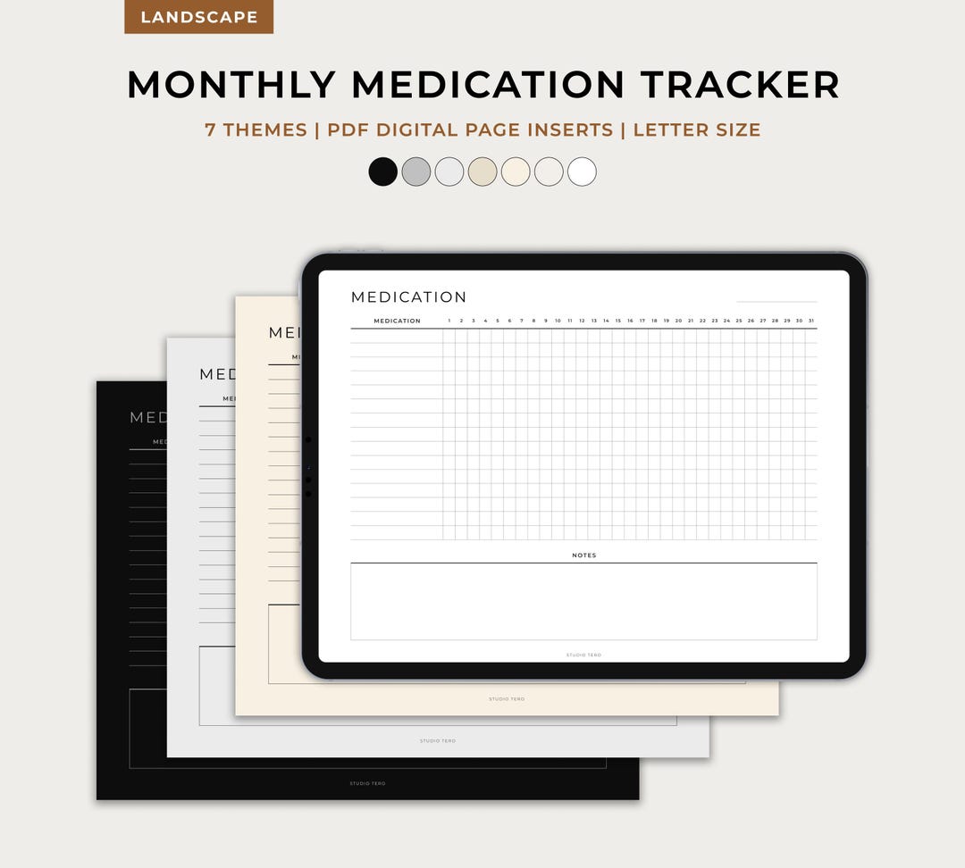 Monthly Medication Tracker, Printable, Medication Schedule, Medication ...