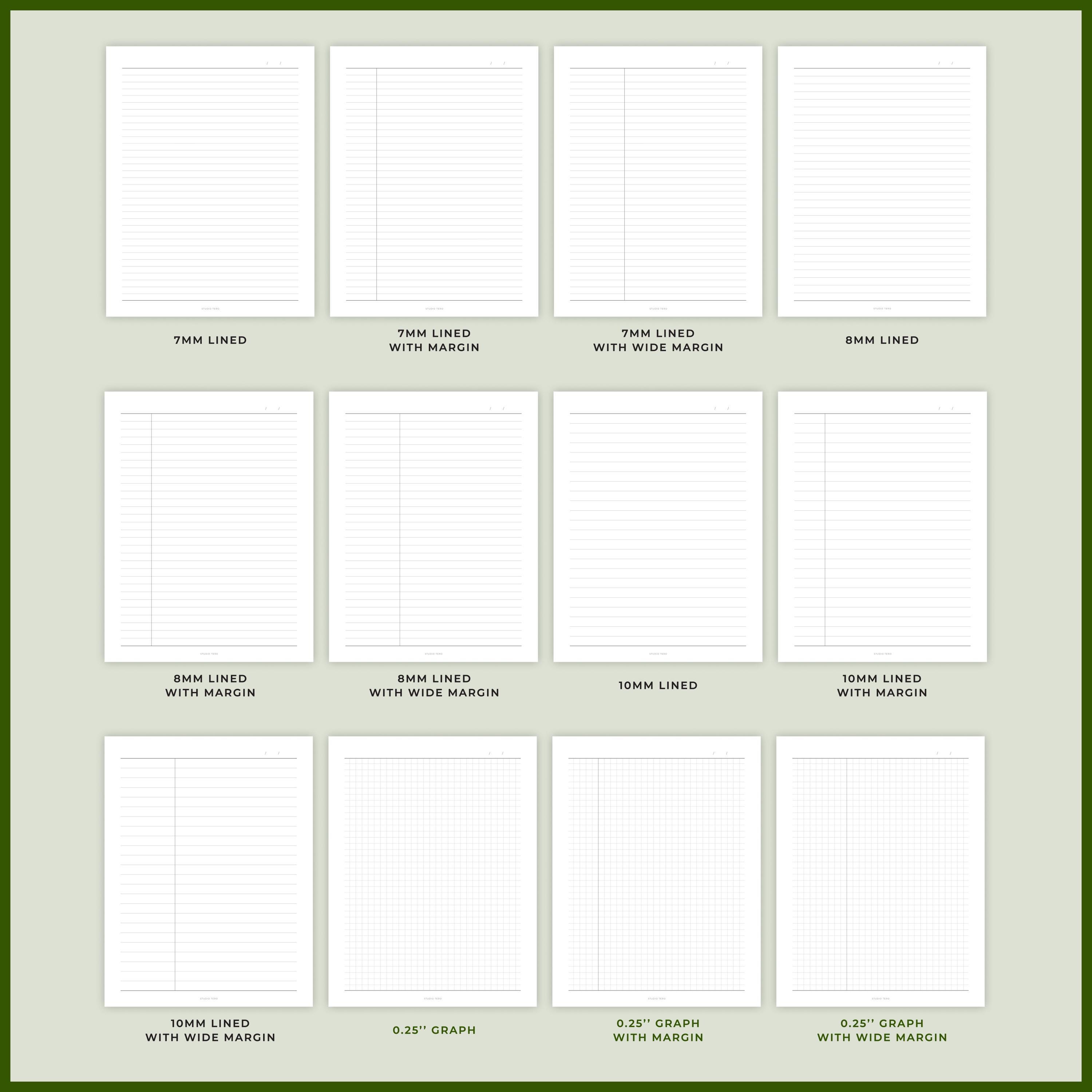 55 Notebook Paper, Printable Note Taking Template, Digital Pages ...