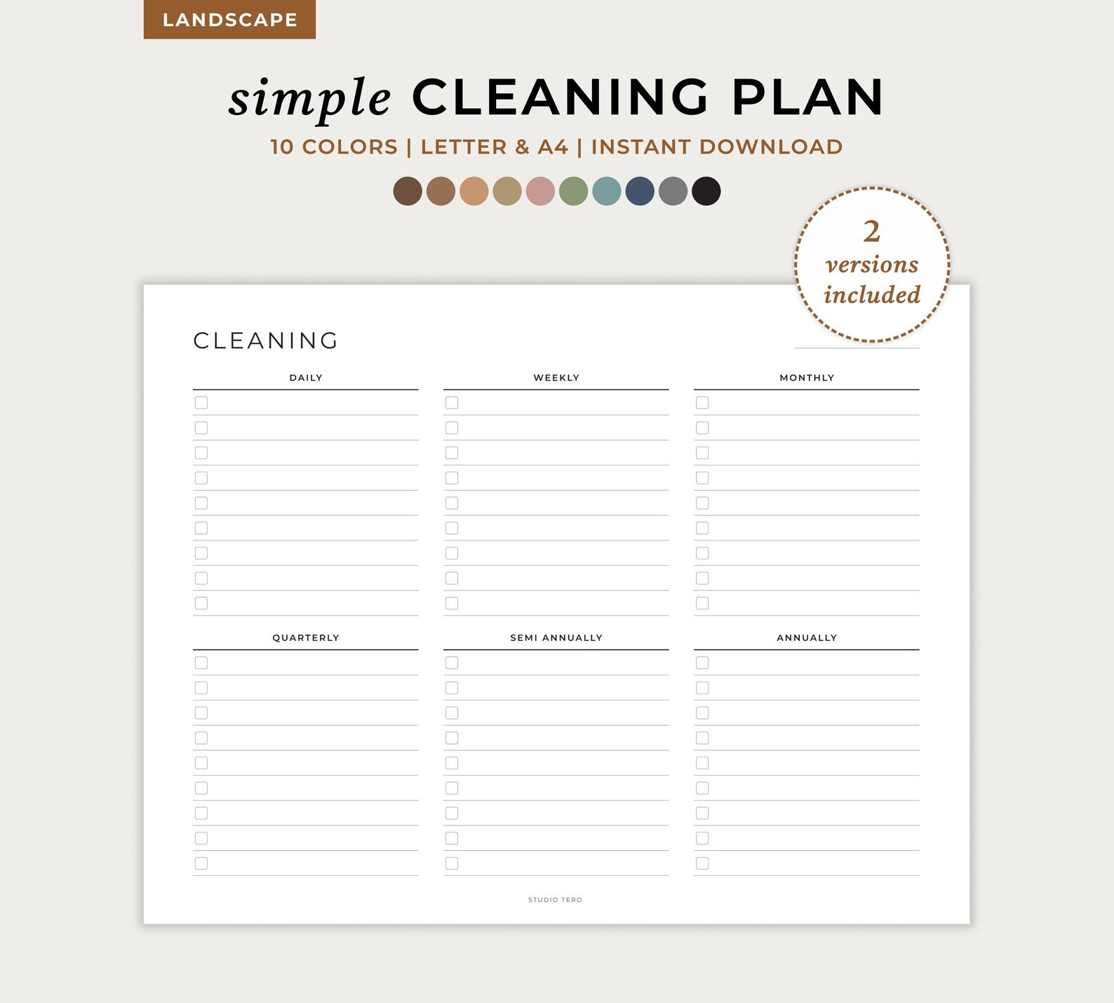 Simple Cleaning Plan, Printable, Home or Office Cleaning, House ...