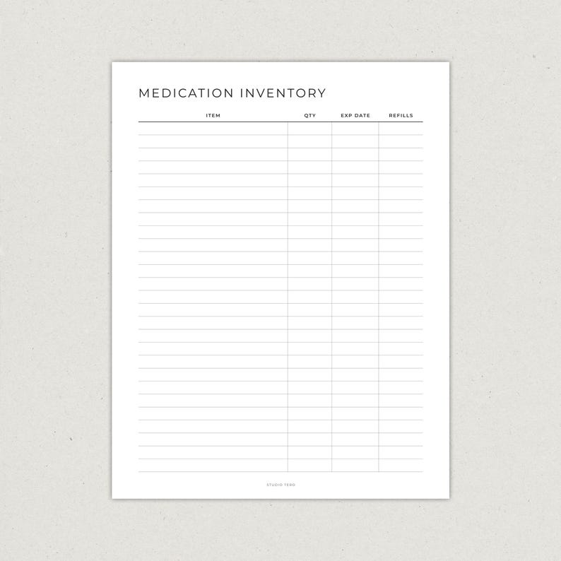 Medication Inventory Tracker, Inventory Log, Medication Tracker, Health ...