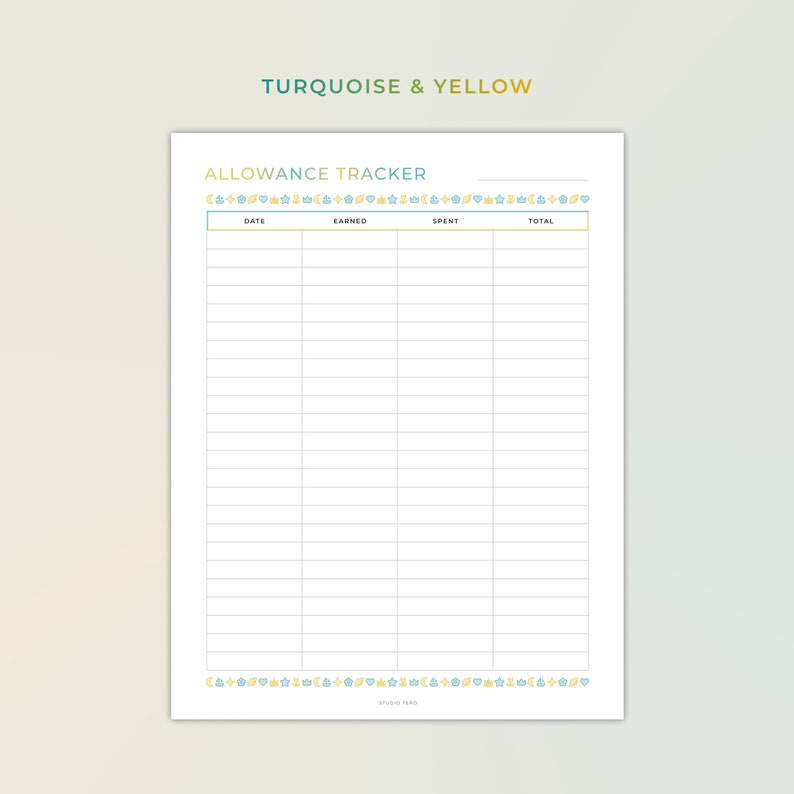 Kids Allowance Tracker, Printable, Minimal, Kids Allowance Log, Kids ...