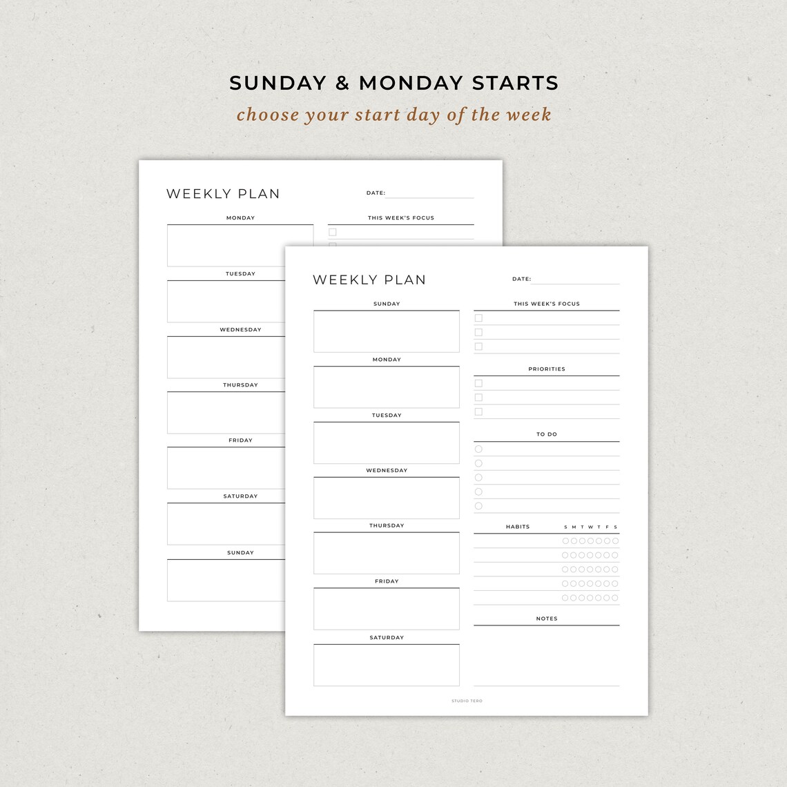 Weekly Focus Plan, Desktop Plan Weekly H Undated Plan Strategic Boxes ...