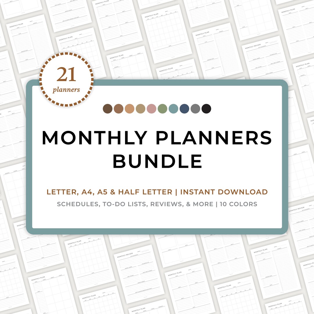 Monthly Planners BUNDLE, Monthly Calendar, Time Management, Goodnotes ...