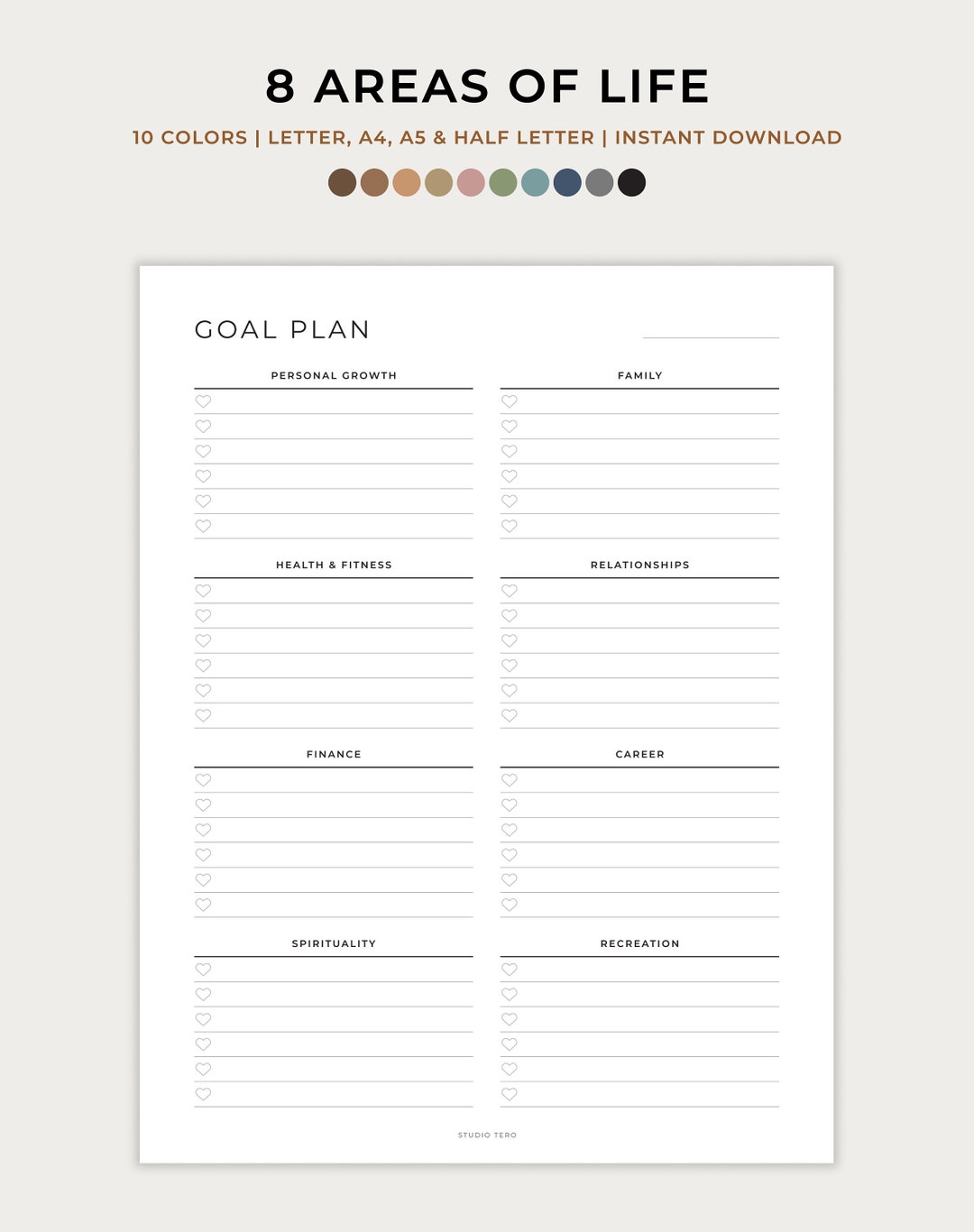 8 Areas of Life Planner, Printable PDF, Goal Planner, Goal Setting ...