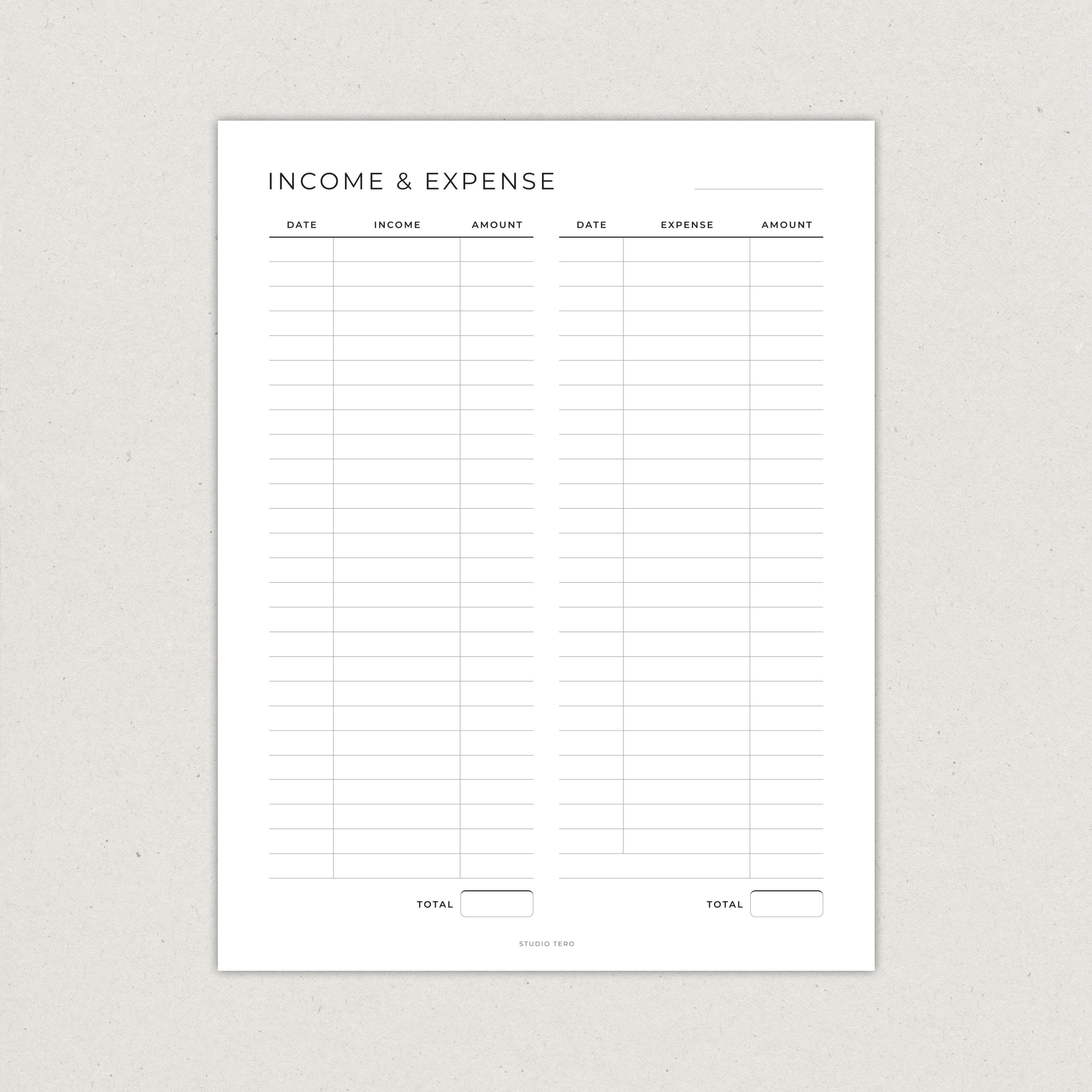 Income and Expense Tracker on One Page, Financial Planner Printable ...