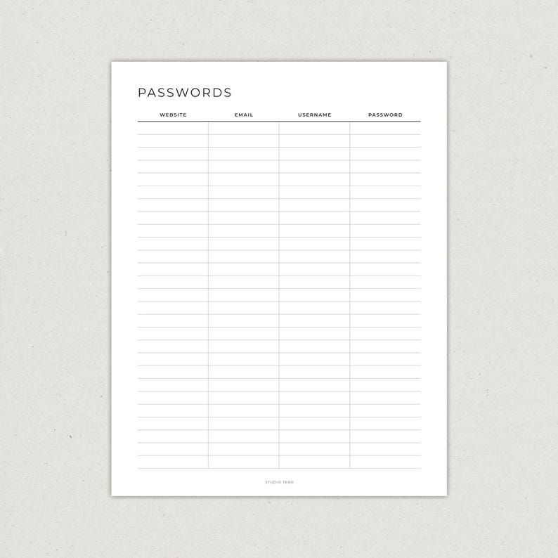 Simple Password Tracker, Password Organizer, Password Keeper, Password ...