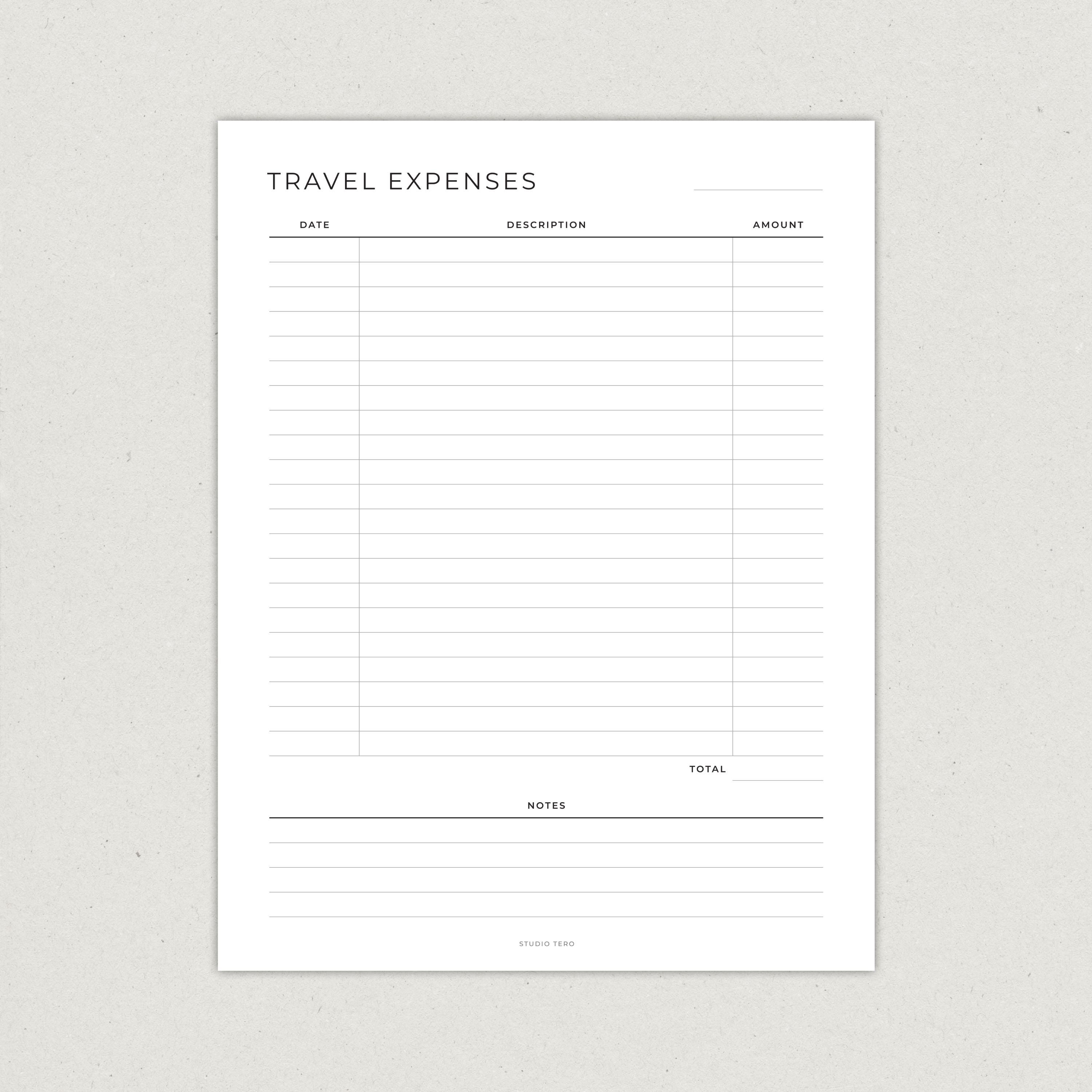 Travel Expenses Tracker, Vacation Spending Log, Holiday Finances ...