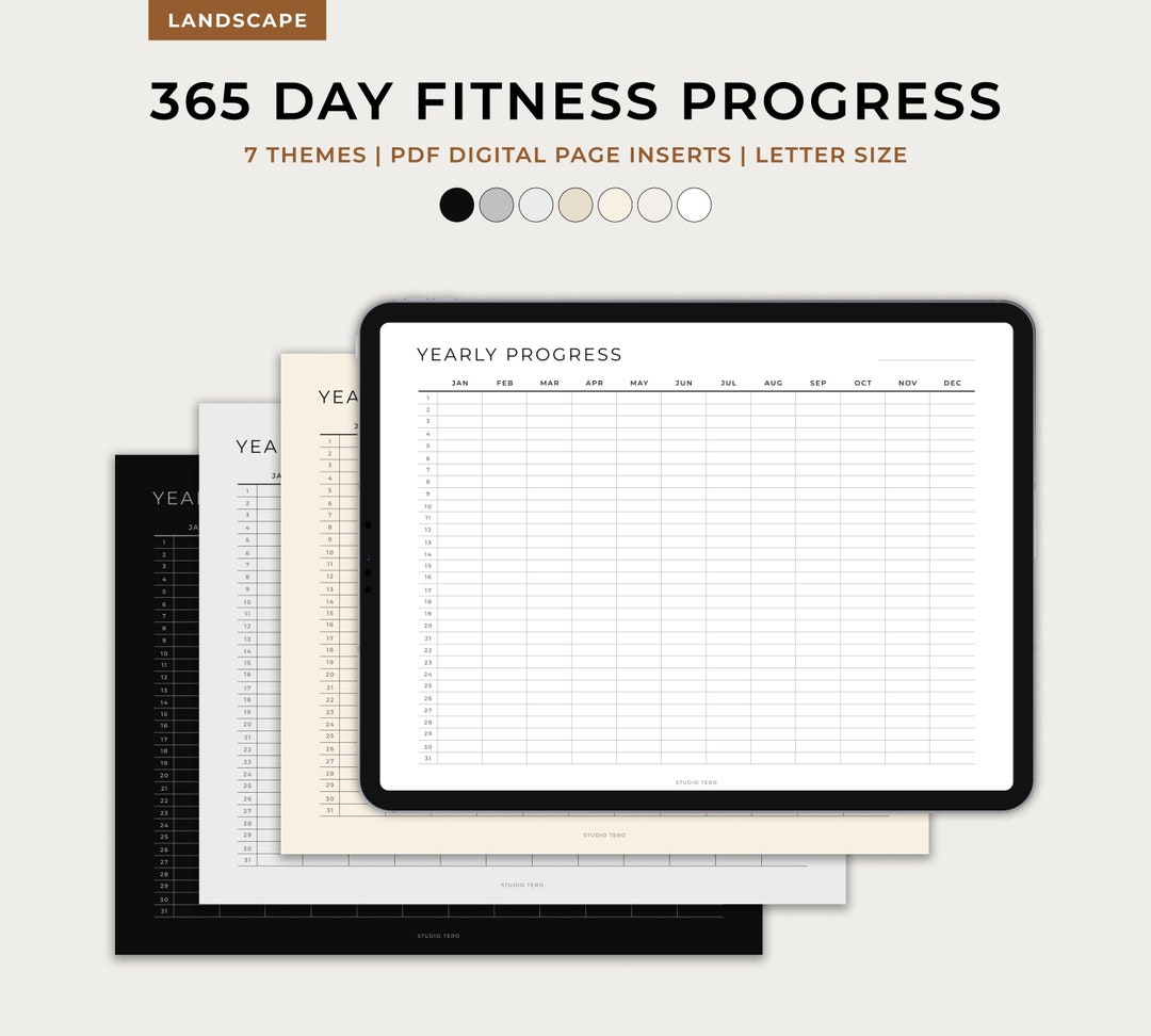 365 Day Fitness Progress, Daily Step Record, Running Log, Cardio ...