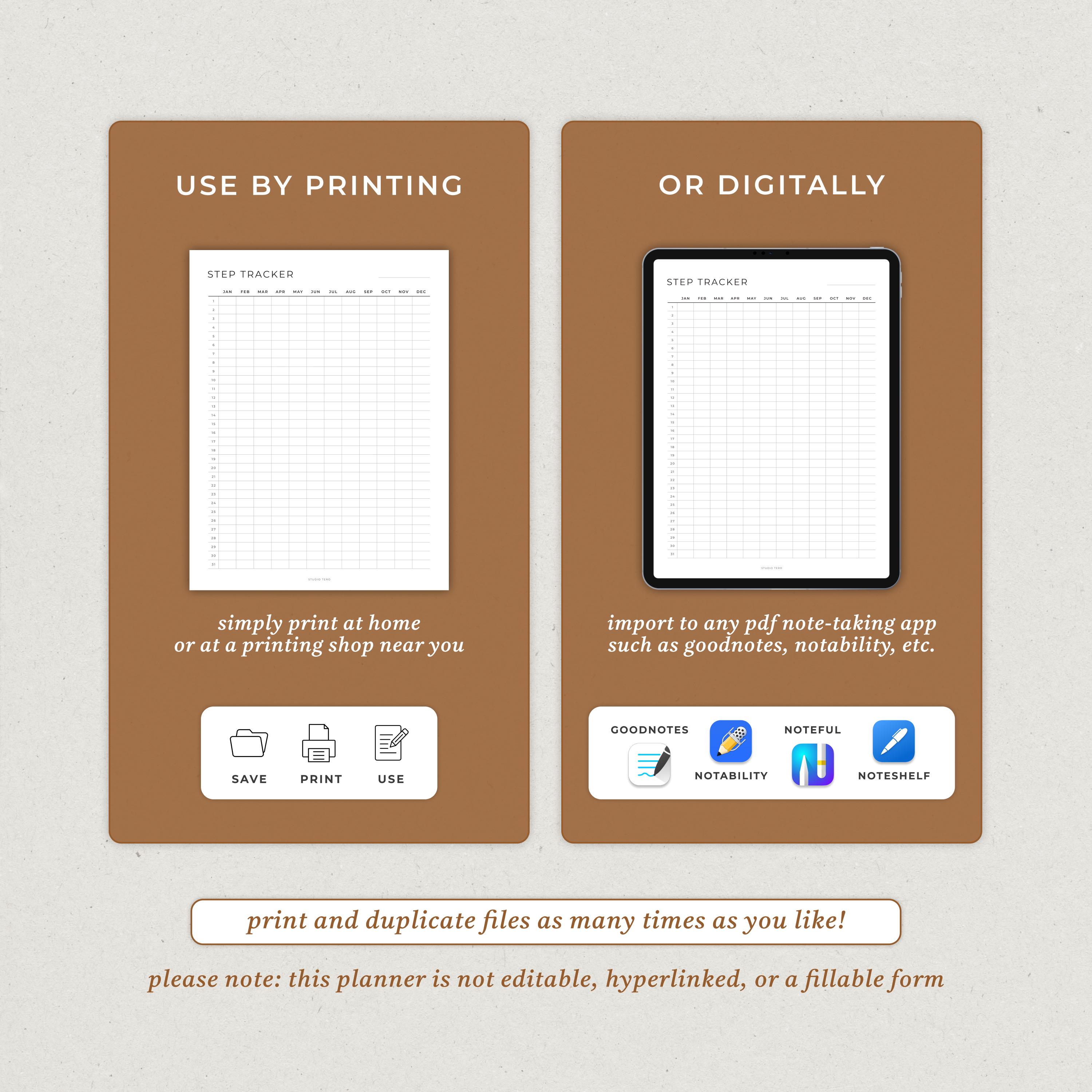 365 Day Step Tracker, Daily Step Record, Yearly Walking Log, Exercise ...