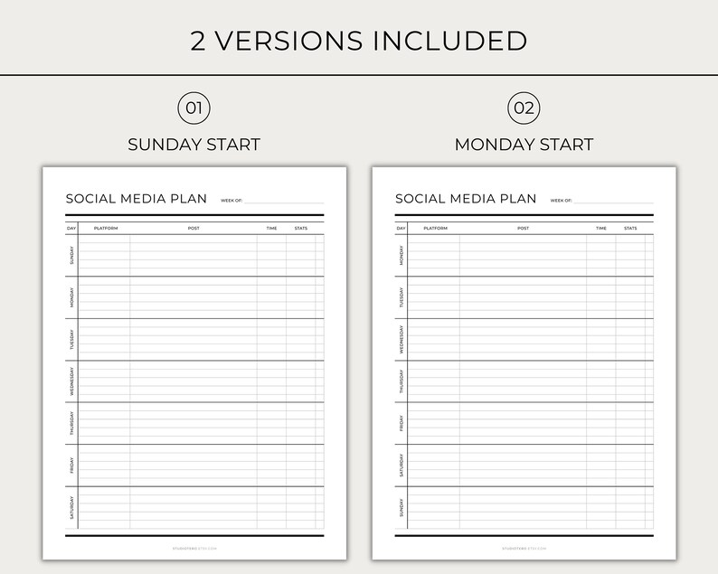 Social Media Planner, Printable, Instagram Post Tracker, Minimal ...