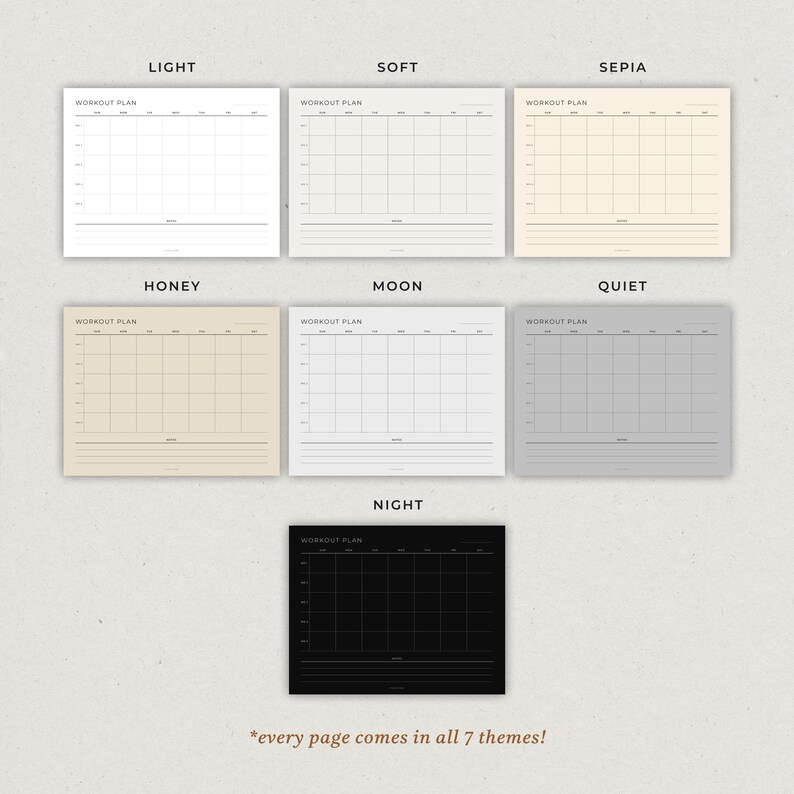 Monthly Workout Planner Printable, Landscape, 30 Days Fitness Planner ...