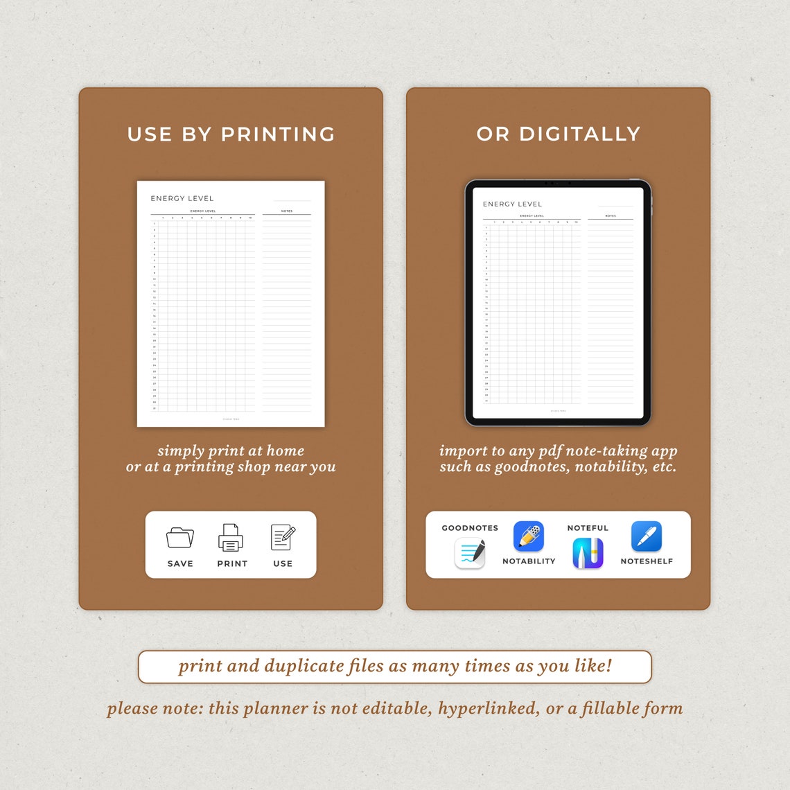 Energy Level Tracker, Printable Template, Wellness Planner, Health ...