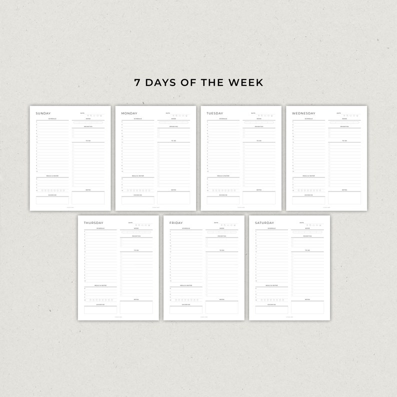 7 Day Planner, Daily Printable 8.5x11 Planner Daily Grind Planner ...